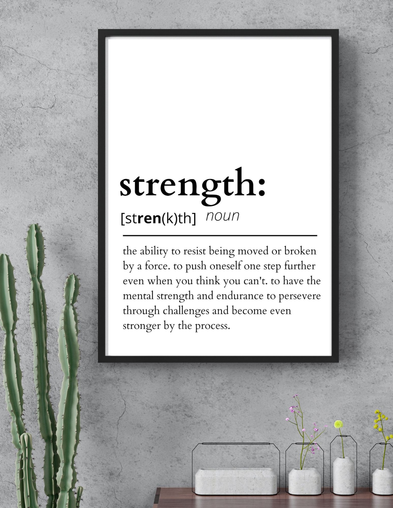 Strength Definition Black Wall Art Print Home Quote Instant Download ...