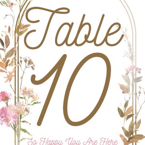 Printable Table Numbers, Rustic Chic Table Numbers, Floral Table Number ...