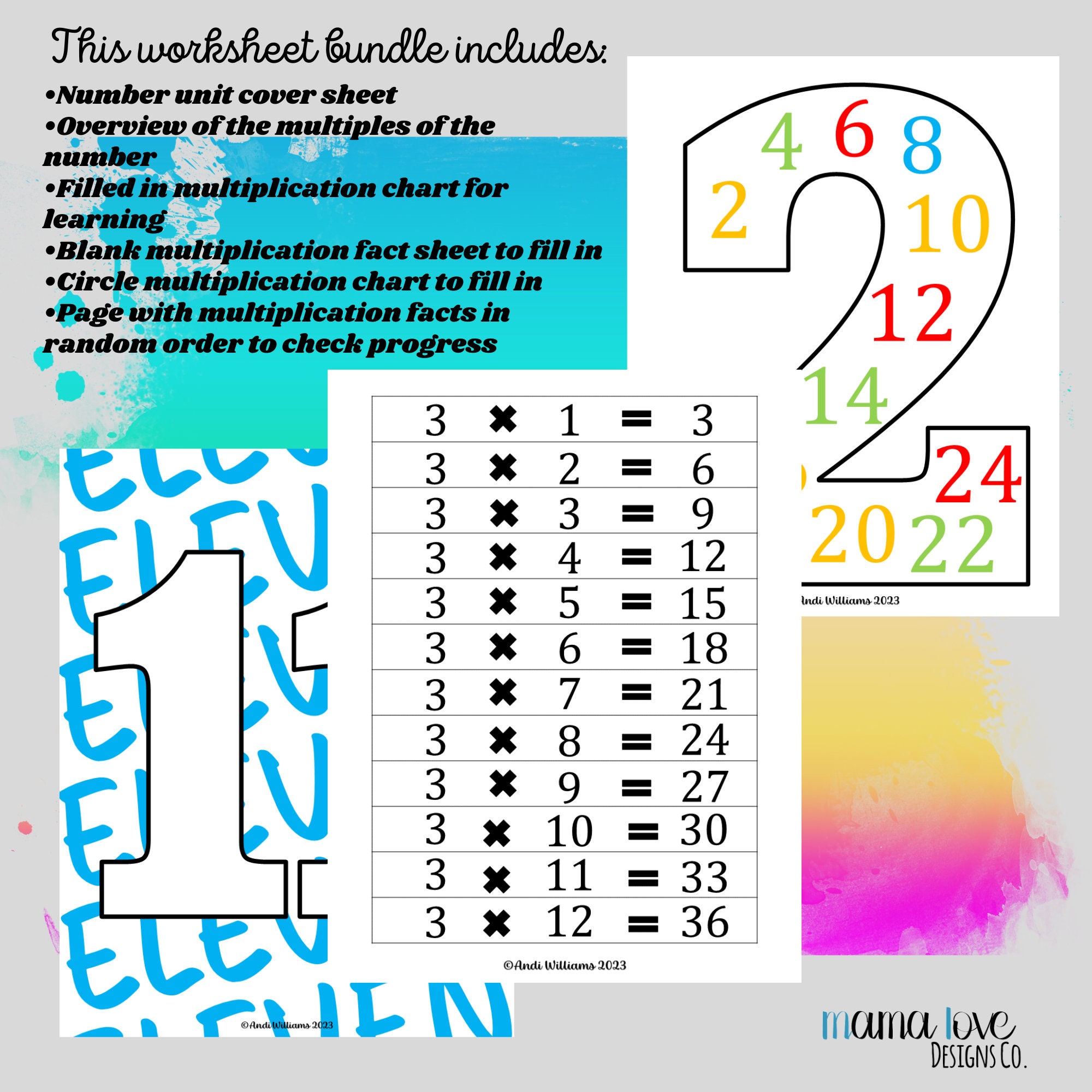 Multiplication Worksheets, Multiplication Worksheet Bundle ...