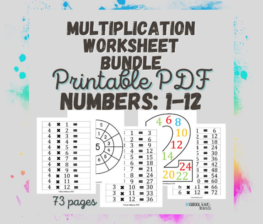 Multiplication Worksheets, Multiplication Worksheet Bundle ...