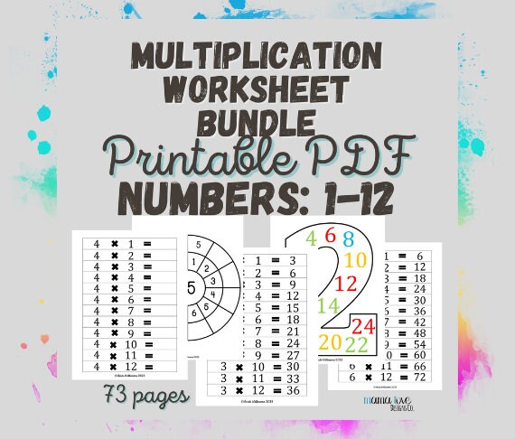 Multiplication Worksheets, Multiplication Worksheet Bundle ...