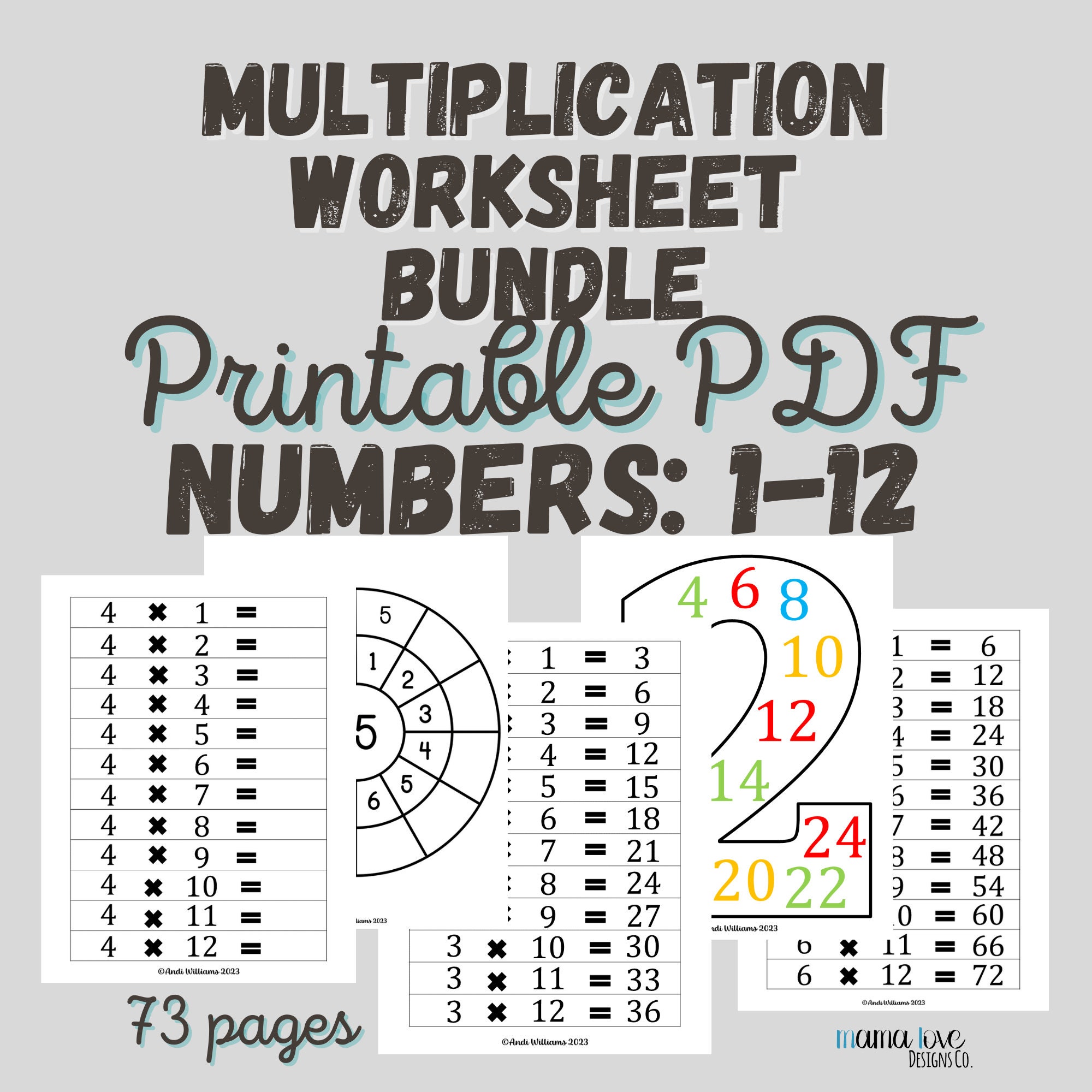 Multiplication Worksheets, Multiplication Worksheet Bundle ...