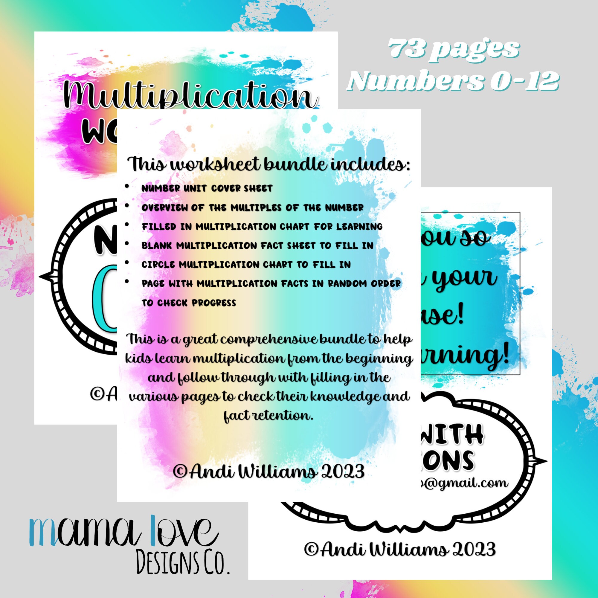 Multiplication Worksheets, Multiplication Worksheet Bundle ...