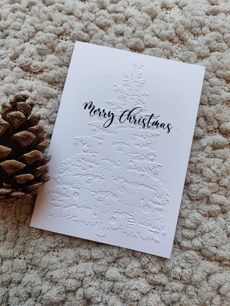 Christmas Tree Embossed Card/pack - Etsy UK