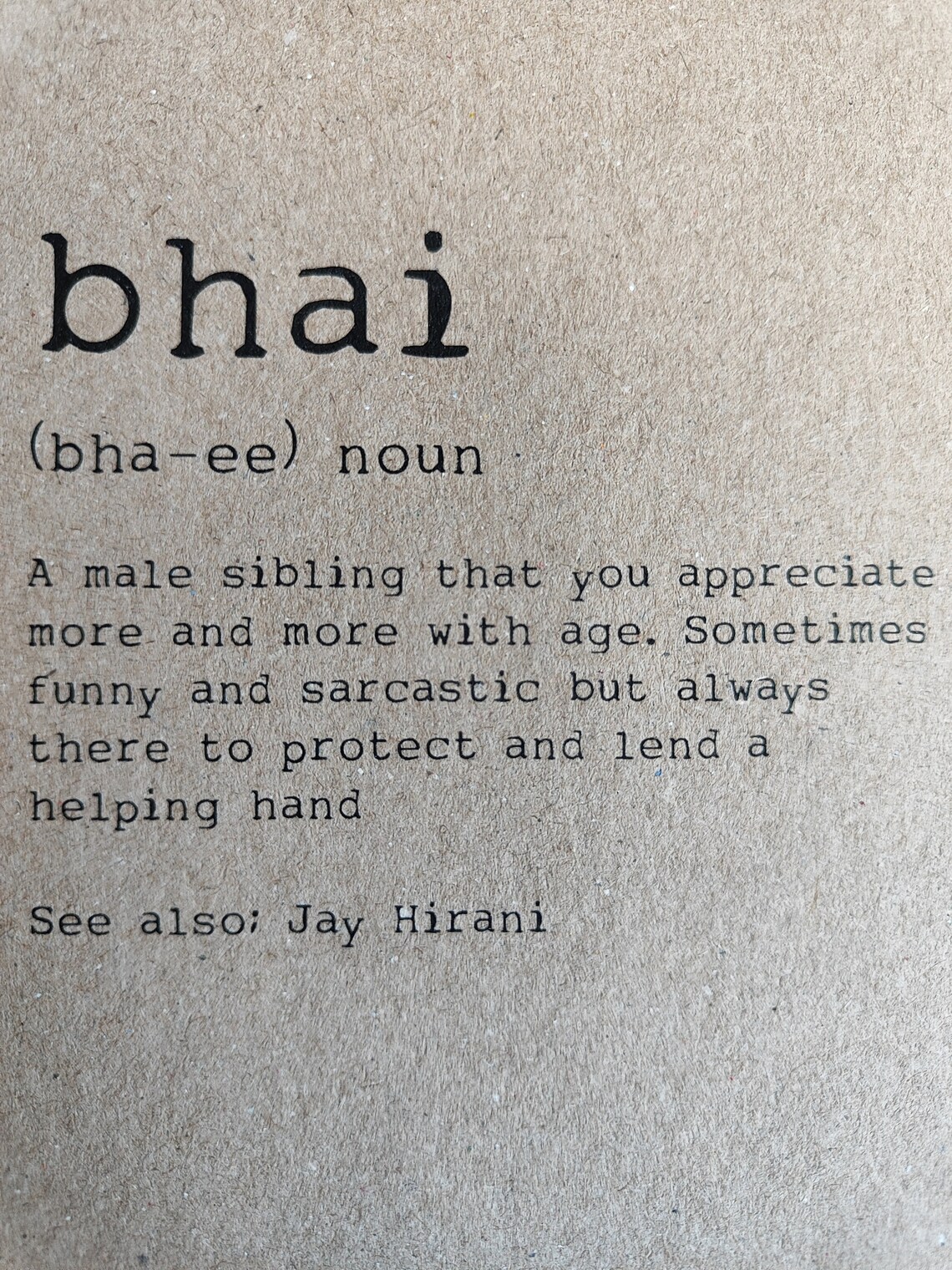 Personalised Indian Dictionary Definition Bhai Raksha Bandhan Eco Card ...