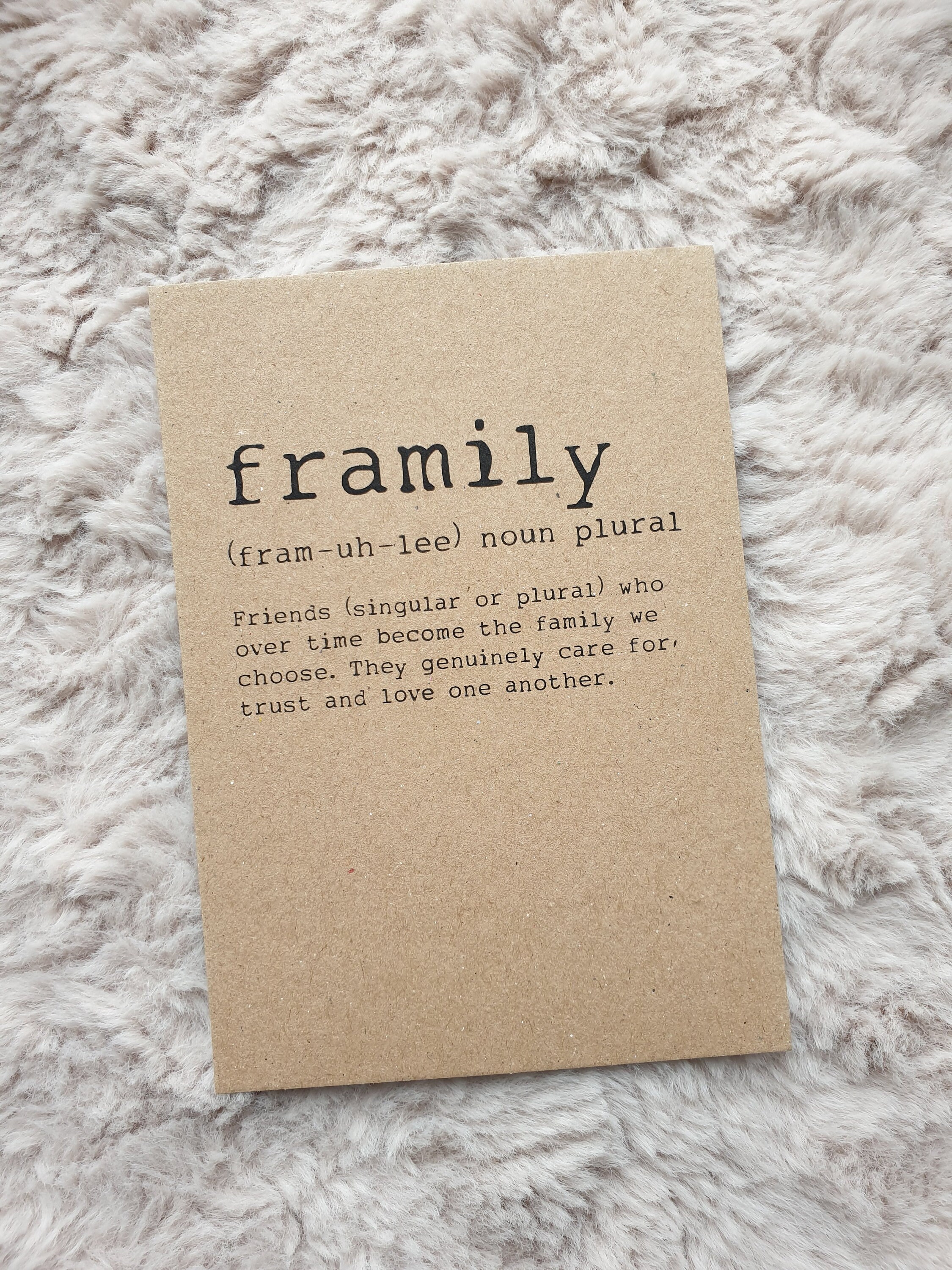 Framily Dictionary Definition Eco Card - Etsy UK
