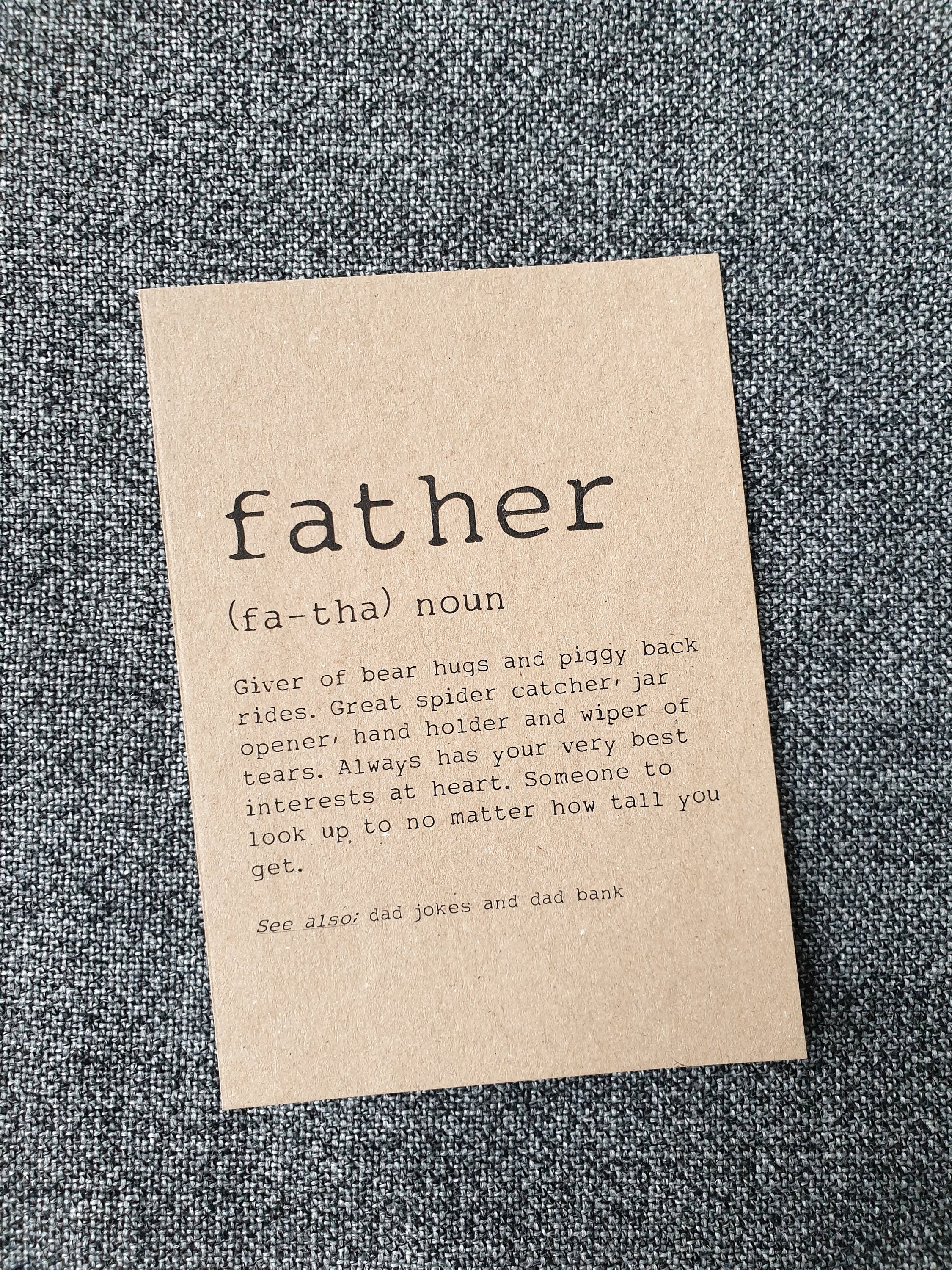 Father Dictionary Definition Eco Card - Etsy UK