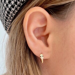 CZ Snake Helix Hoops, 925 Sterling Silver Cartilage Piercing, Gold ...