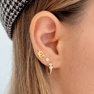 CZ Snake Helix Hoops, 925 Sterling Silver Cartilage Piercing, Gold ...