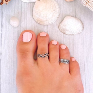 Solid Sterling Silver Heart Toe Ring for Women, Adjustable Foot Ring ...
