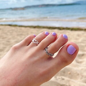 Sterling Silver Inverted Heart Toe Ring for Women, Adjustable Foot Ring ...