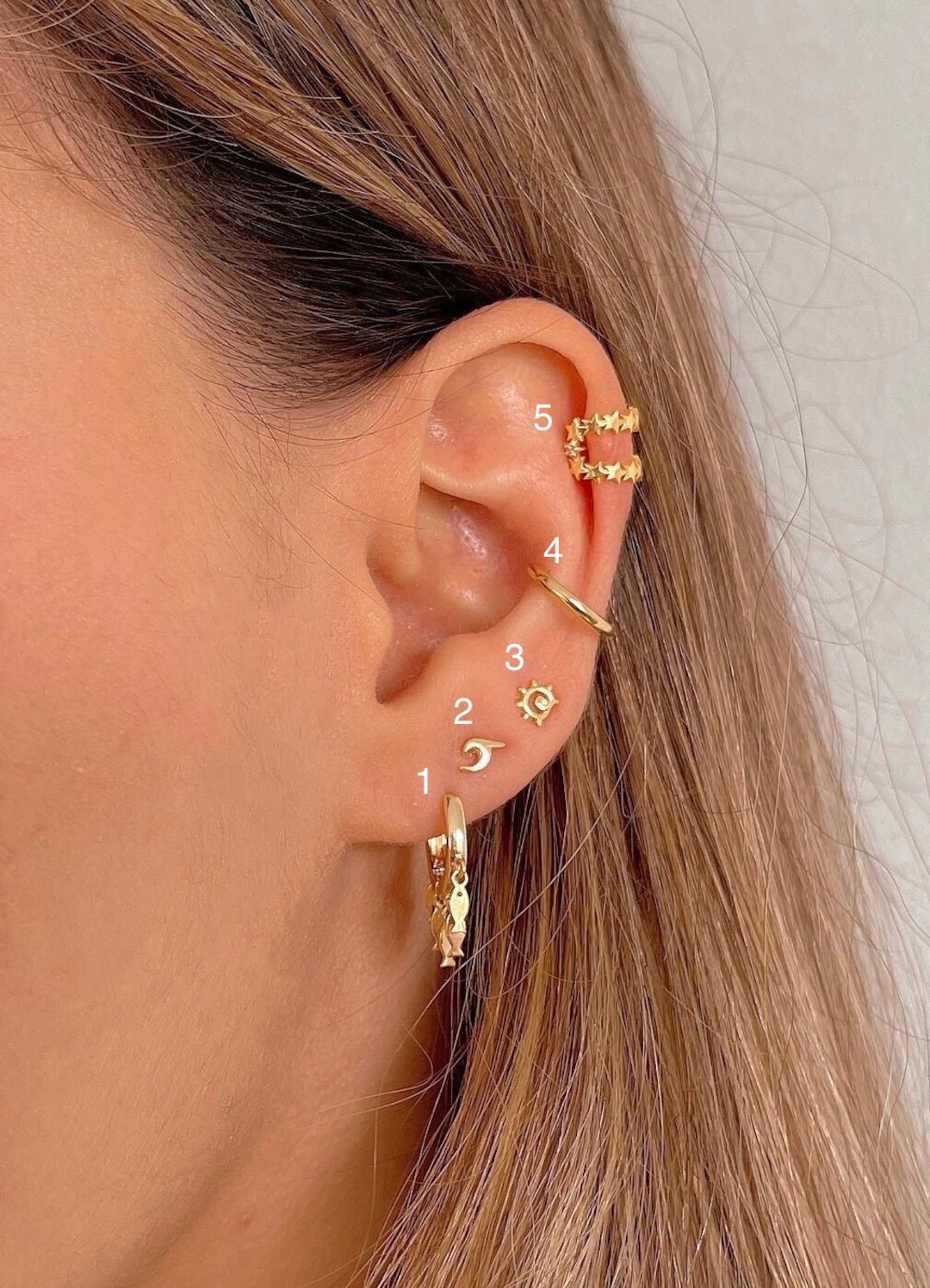 Marine Earring Set, Star Ear Cuff, Helix Earring, 925 Sterling Silver ...