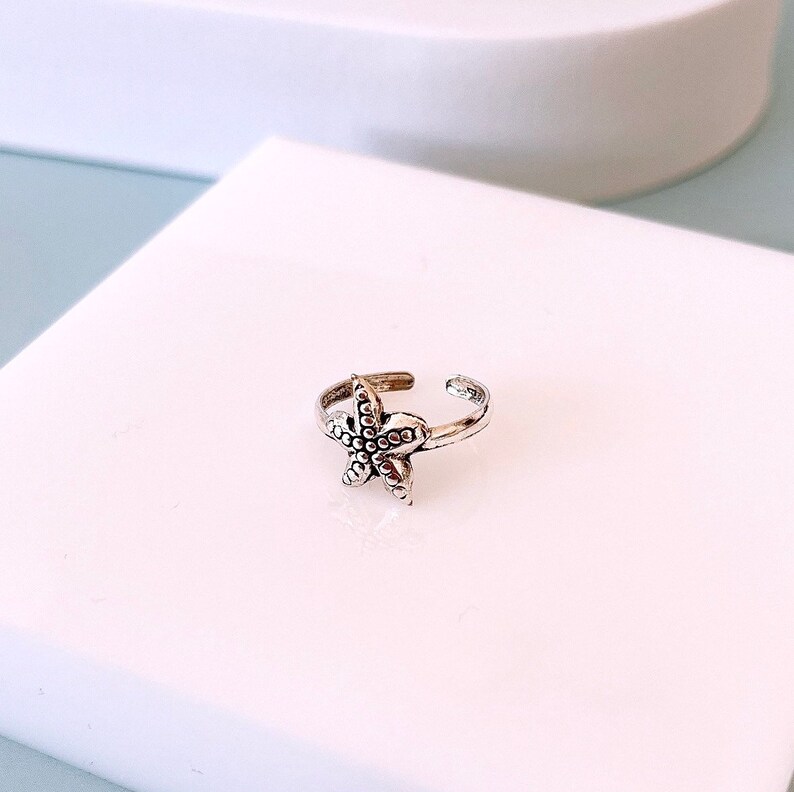Starfish Adjustable Toe Ring for Women, Sterling Silver Sea Star Open ...
