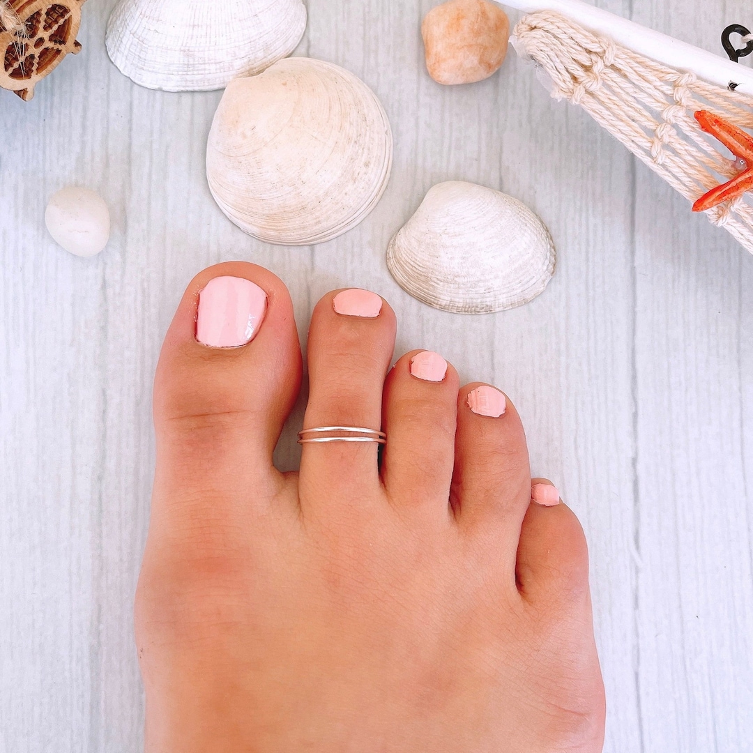 Thin Double Band Toe Ring, Sterling Silver 925 Adjustable Toe Ring ...