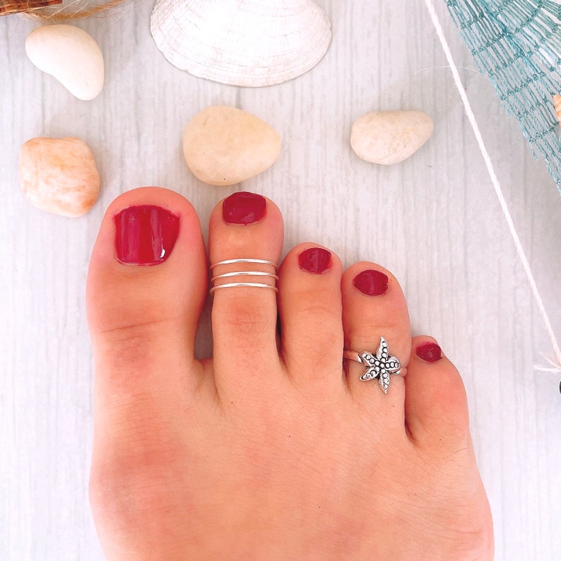 Starfish Adjustable Toe Ring for Women, Sterling Silver Sea Star Open ...