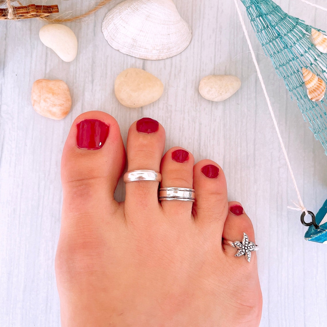 Starfish Adjustable Toe Ring for Women, Sterling Silver Sea Star Open ...