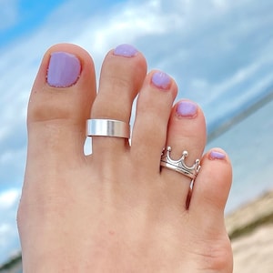 Adjustable Crown Toe Ring for Women, Sterling Silver Adjustable Midi ...