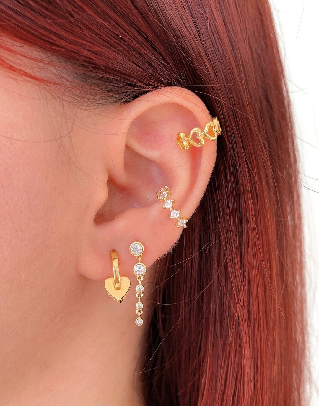 CZ Rhombus Ear Cuff No Piercing, 925 Sterling Silver Conch Hoop ...