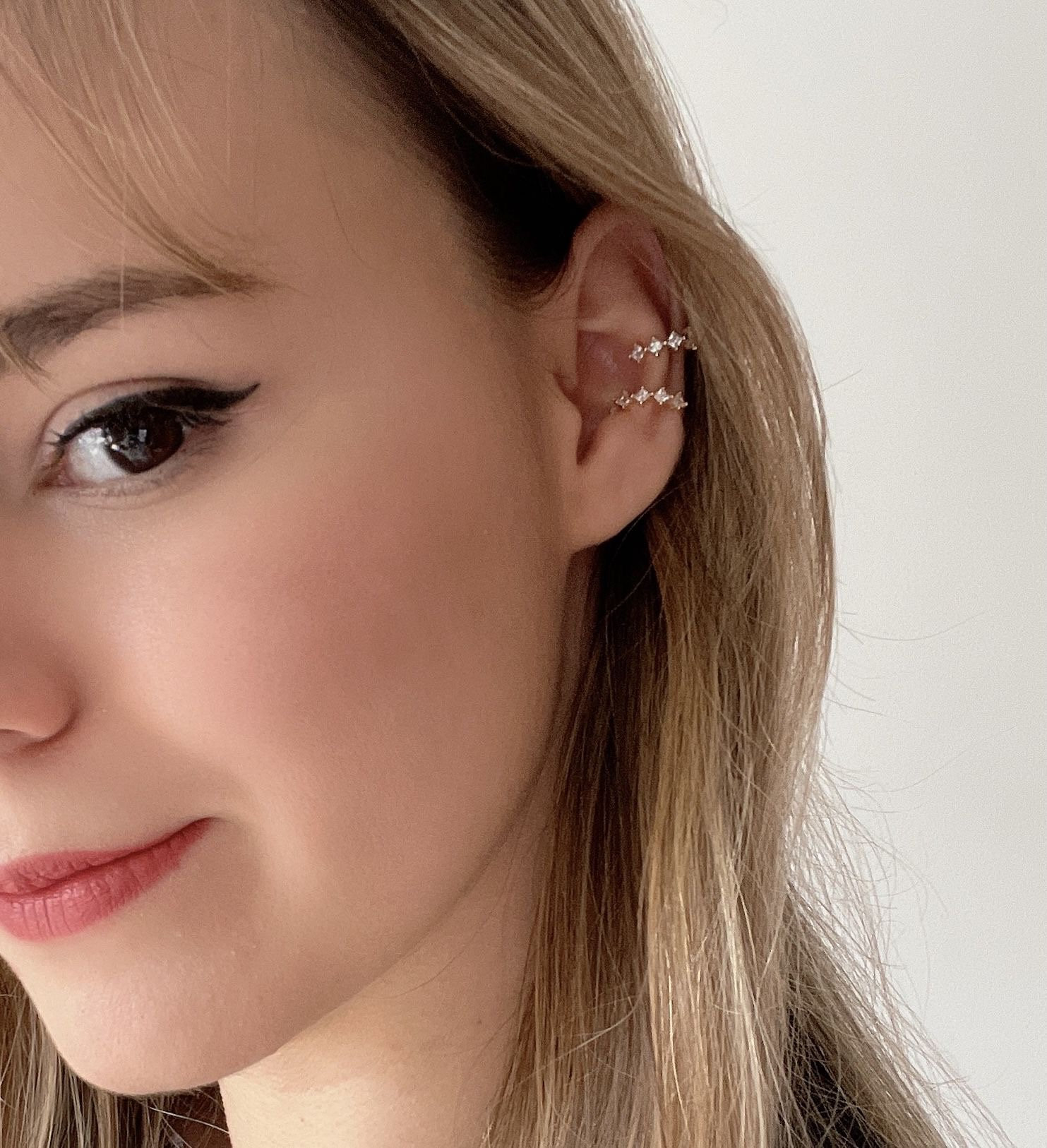 CZ rhombus ear cuff no piercing 925 Sterling Silver conch | Etsy