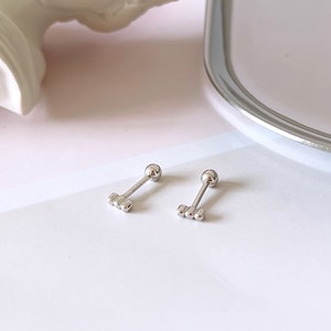 Three Ball Helix Piercing, Gold Plated Tiny Balls Bar Screw Back ...