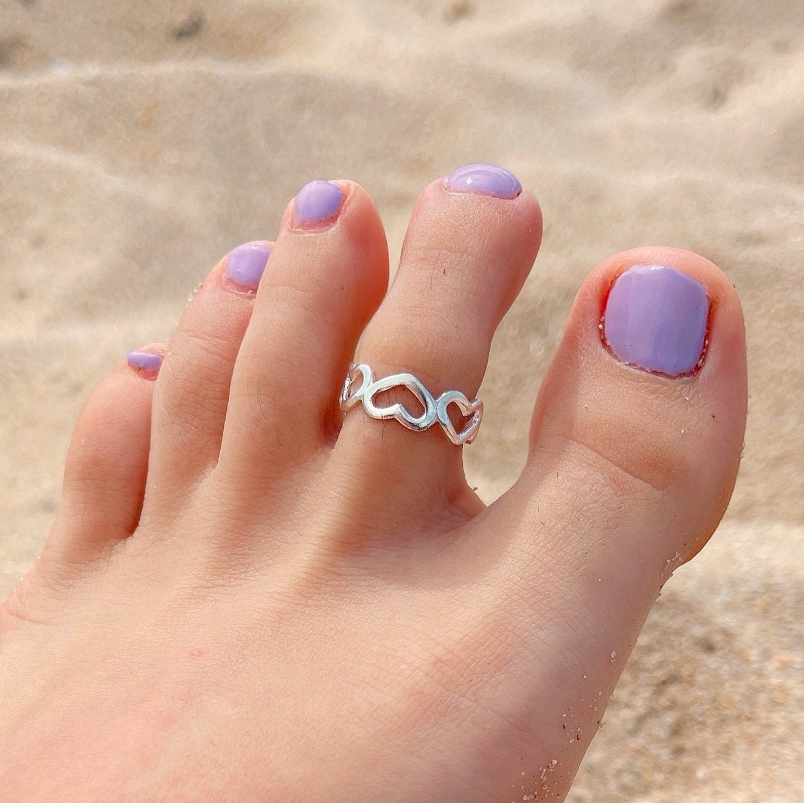 Sterling Silver Inverted Heart Toe Ring for Women, Adjustable Foot Ring ...