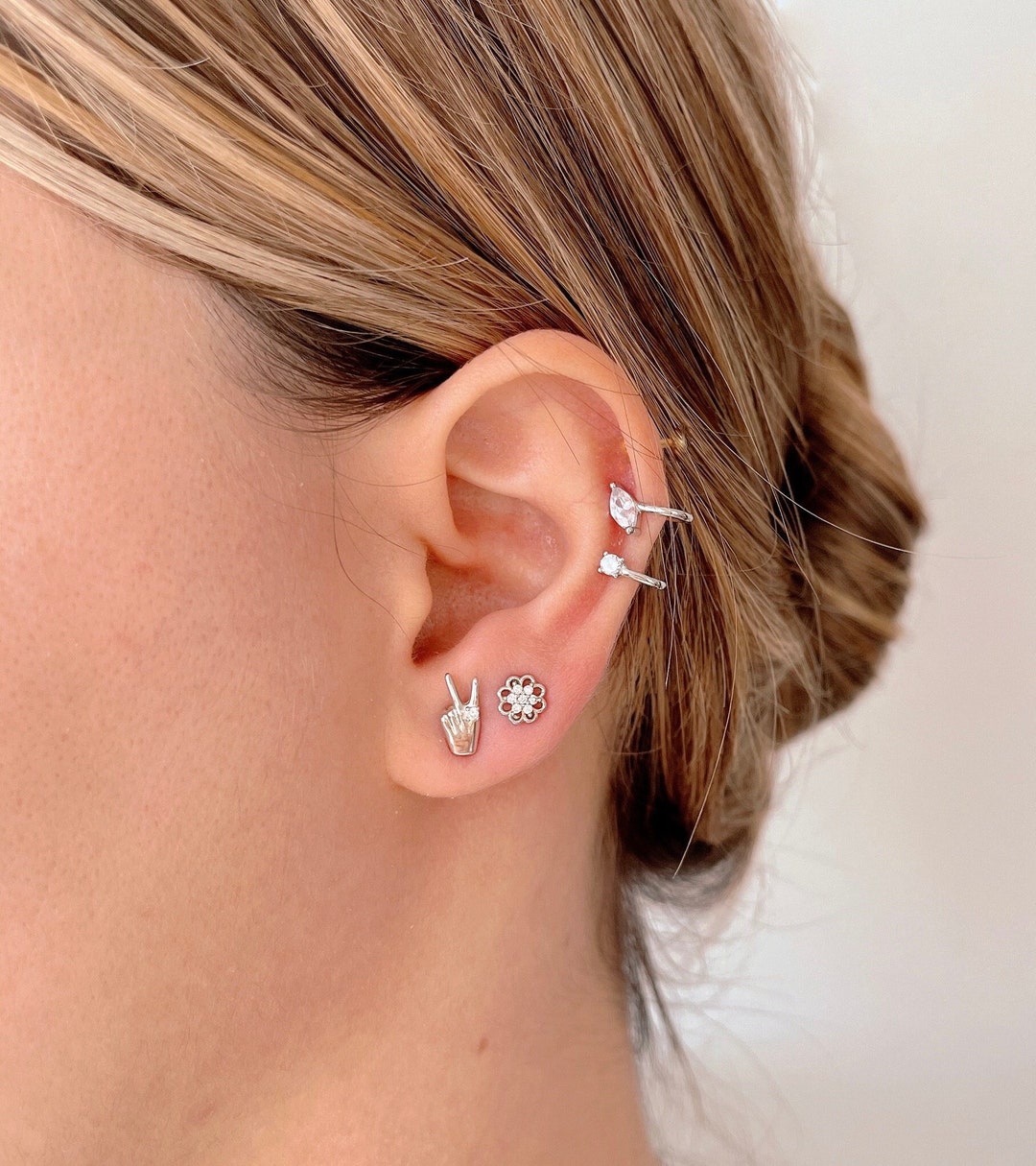 Peace Sign Hand Stud Earrings, ASL Earrings, American Sign Language ...