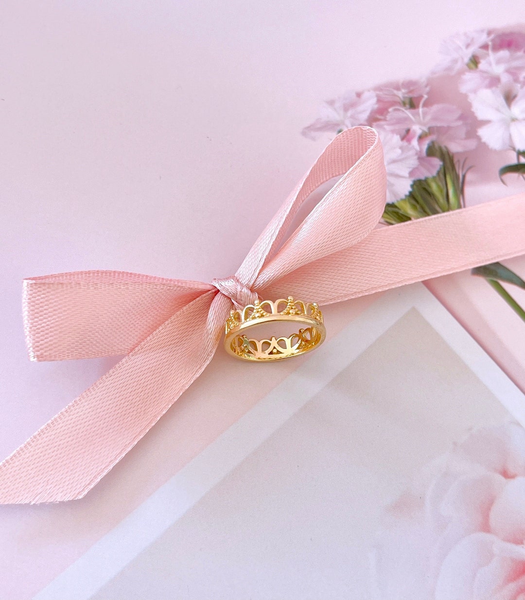 Crown Ring, Sterling Silver Queen Ring Size 5, Gold Plated Knuckle Ring ...