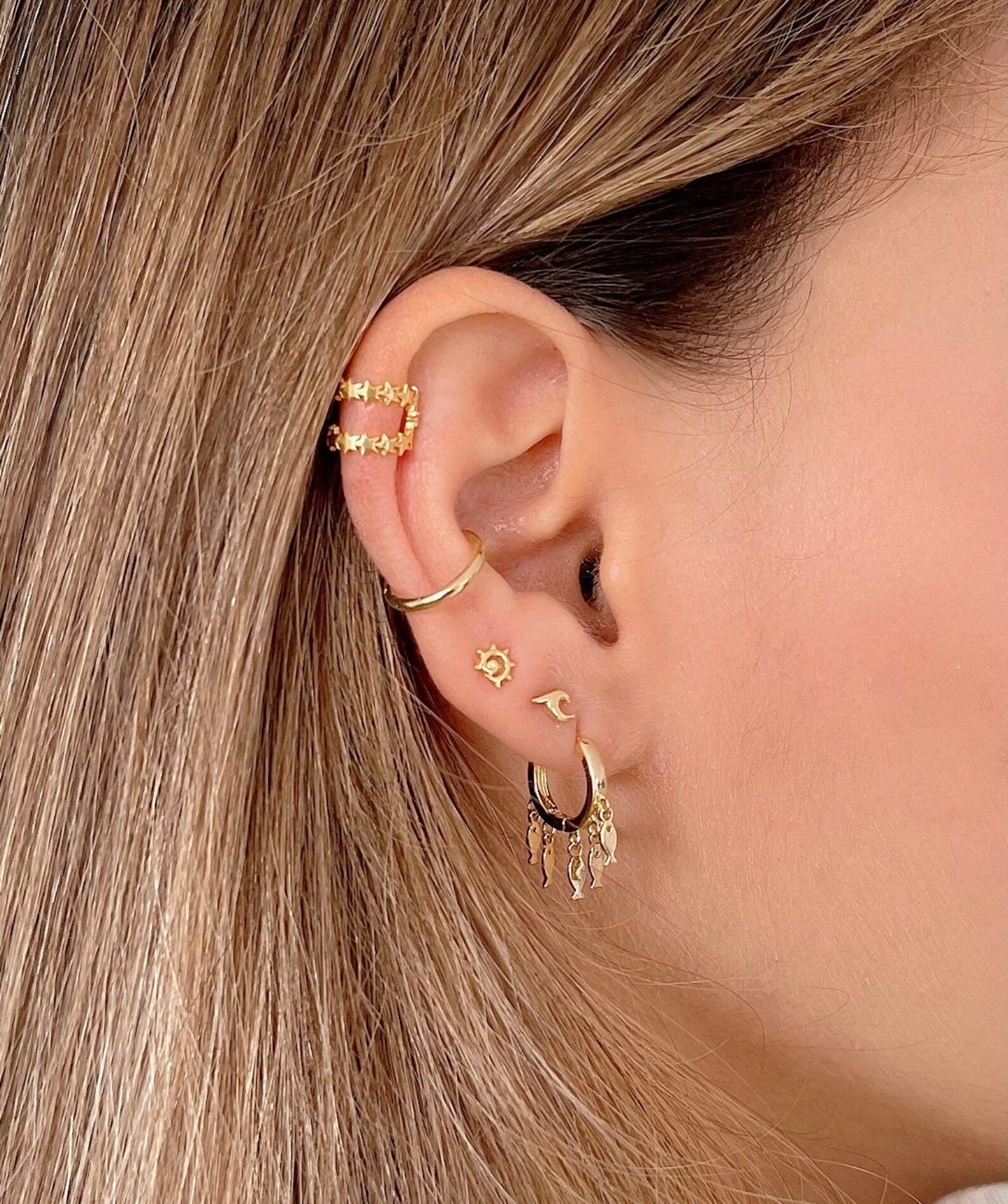 Marine Earring Set Star Ear Cuff Helix Earring 925 Sterling | Etsy