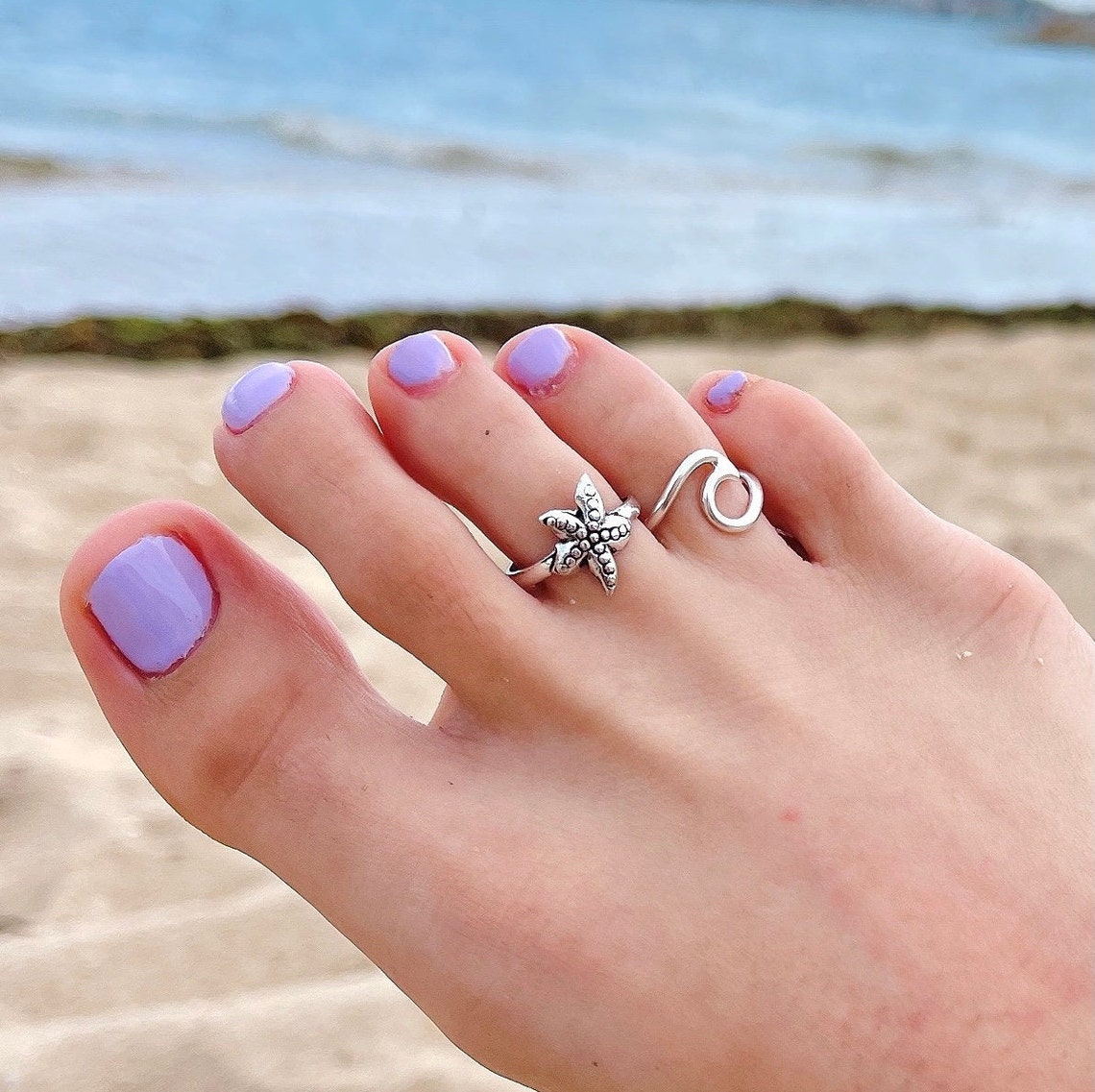 Starfish Adjustable Toe Ring for Women, Sterling Silver Sea Star Open ...