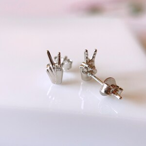 Peace Sign Hand Stud Earrings, ASL Earrings, American Sign Language Jewelry, Victory Hand Post ...