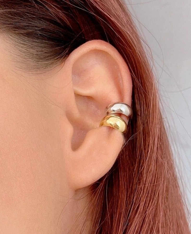 Thick Conch Ear Cuff No Piercing 925 Sterling Silver Wide Ear | Etsy