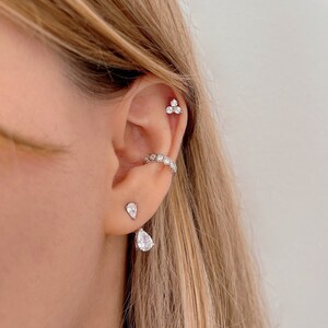 Cz Triangle Helix Piercing, Sterling Silver Flower Screw Back Earring ...