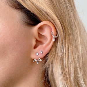 Tiny Lightning Helix Piercing, 925 Silver Lightning Bolt Conch Piercing ...