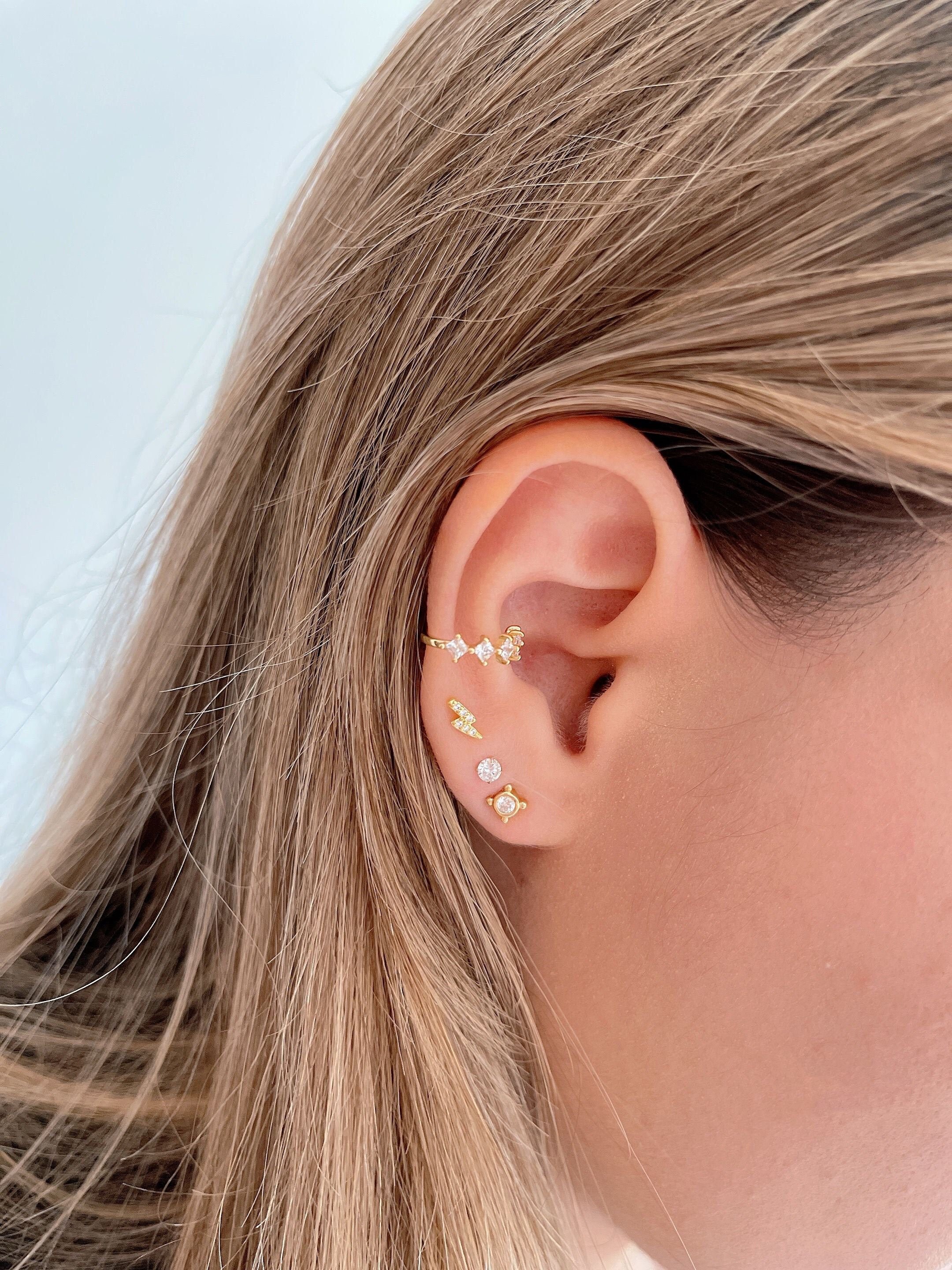CZ rhombus ear cuff no piercing 925 Sterling Silver conch | Etsy