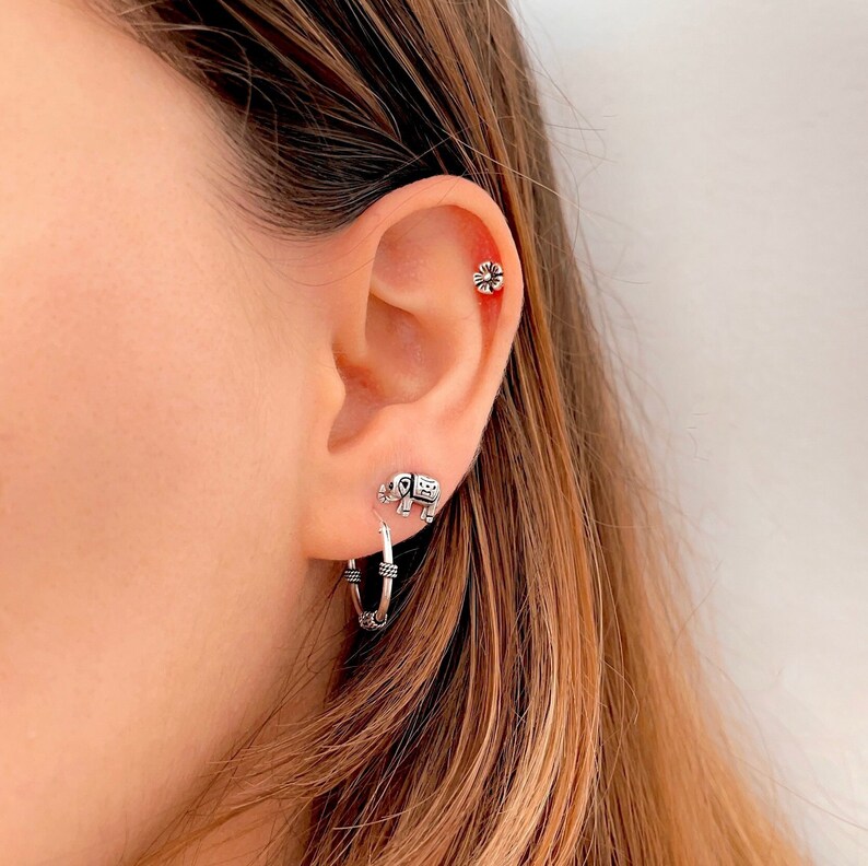 Tiny Baby Elephant Stud Earrings in Sterling Silver, Cute Fun Quirky ...