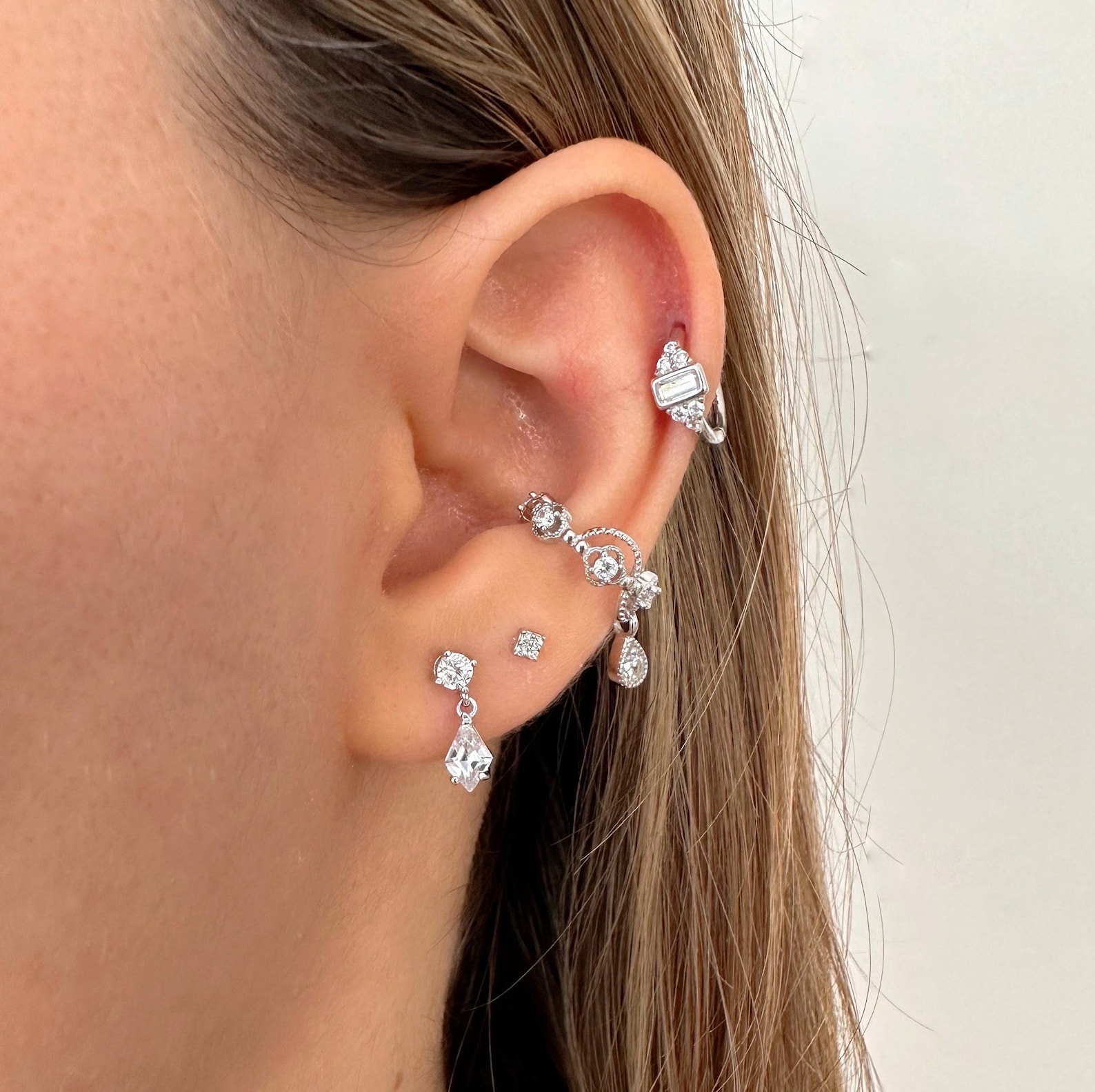 Sterling Silver Conch Ear Cuff, CZ Dangle Ear Cuff No Piercing, Gold ...