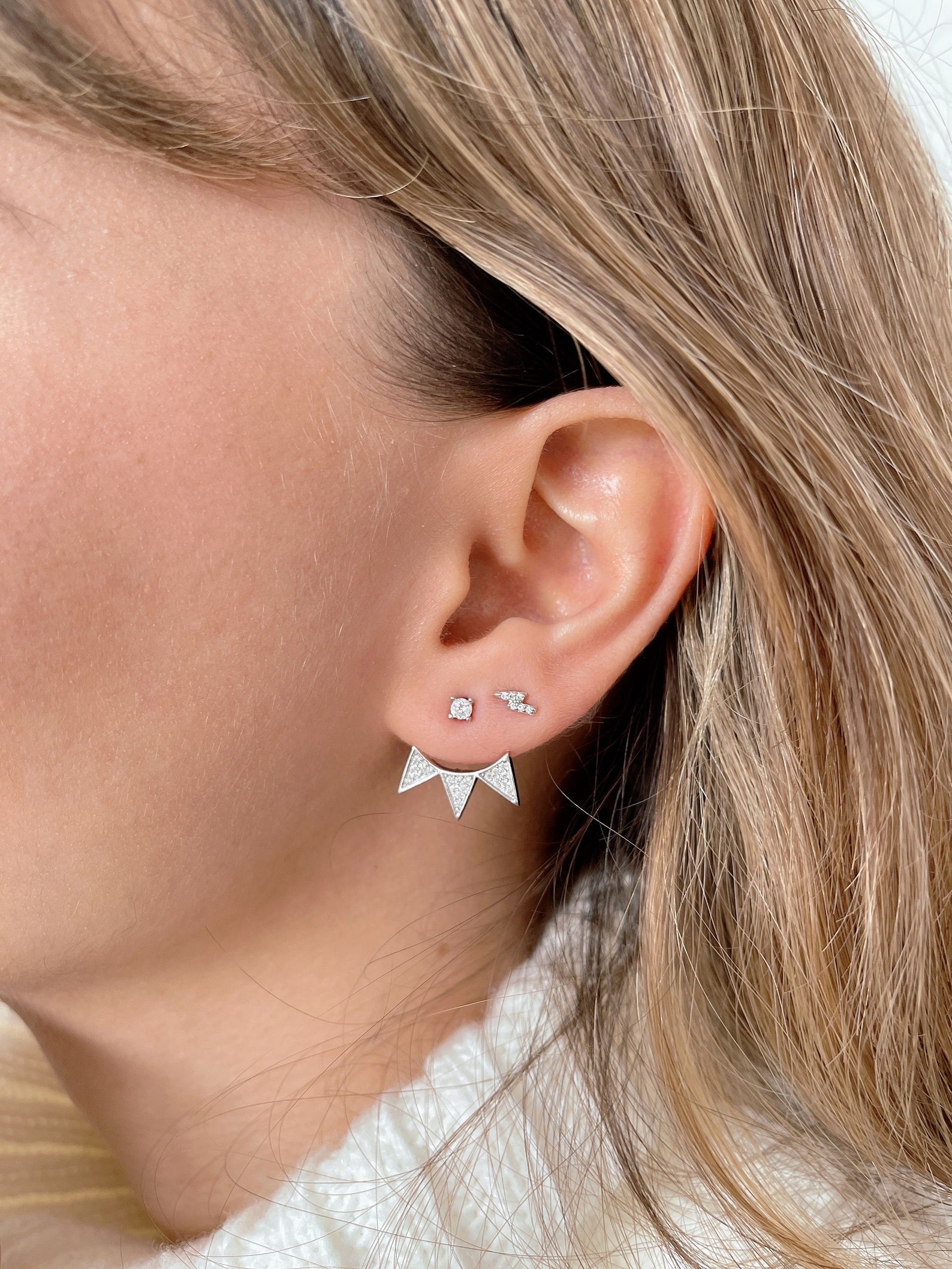 Spiky and Edgy Ear Jacket, Front Back Earrings, Double Sided Earrings ...