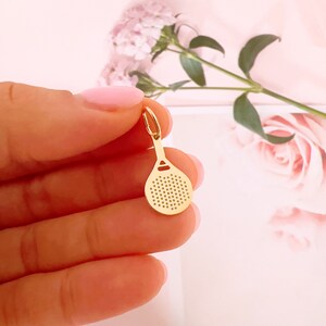 925 Sterling Silver Padel Racket Pendant, Gold Plated Padel Tennis ...