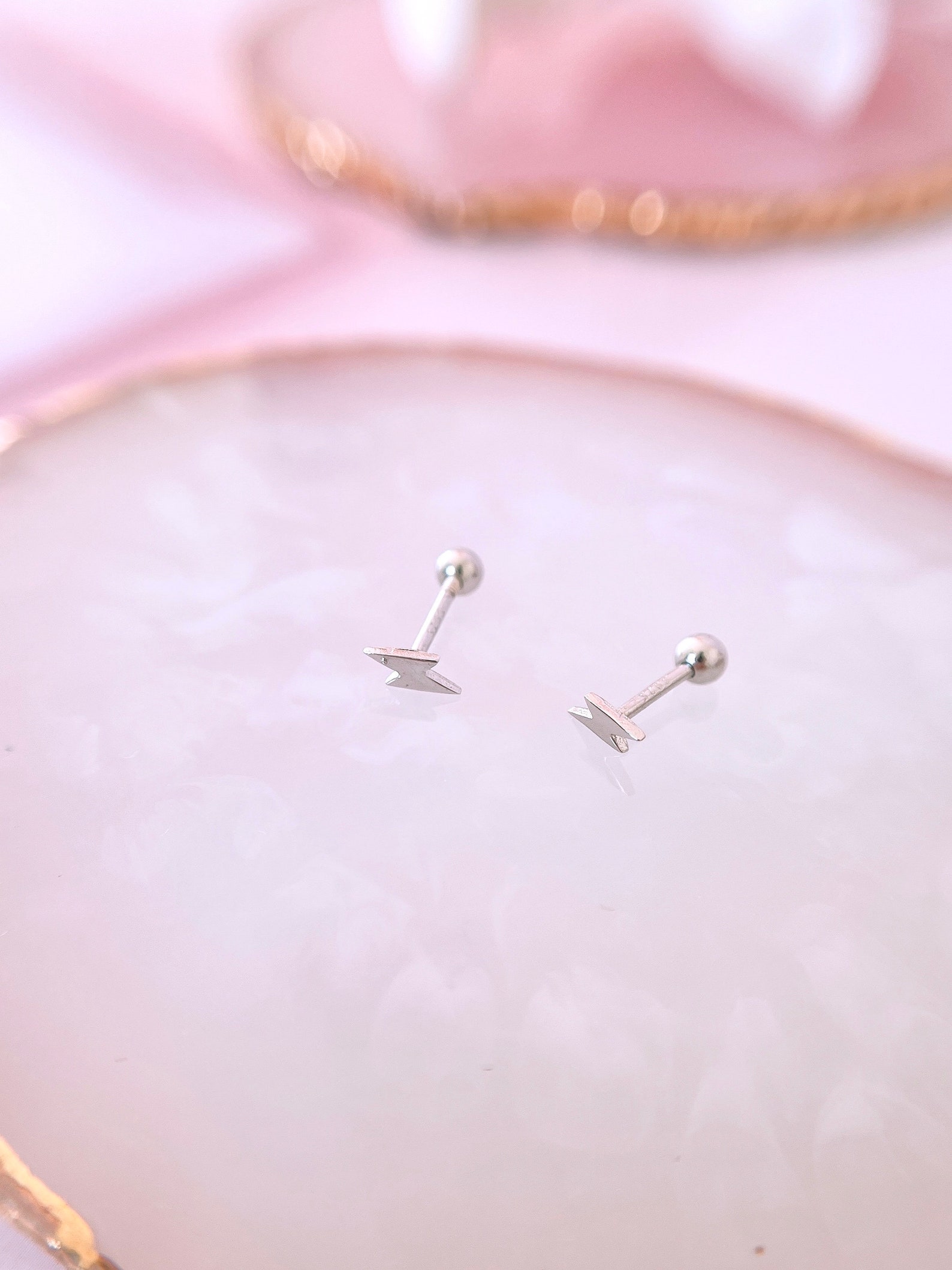Tiny Lightning Helix Piercing, 925 Silver Lightning Bolt Conch Piercing ...