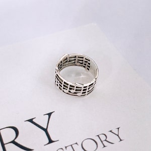 Music Ring, Sterling Silver Treble Clef Ring, Sheet Music Ring, Wide ...