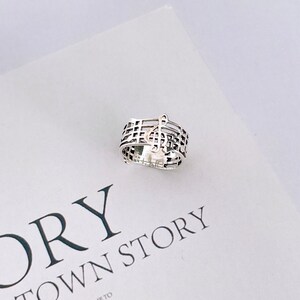 Music Ring, Sterling Silver Treble Clef Ring, Sheet Music Ring, Wide ...