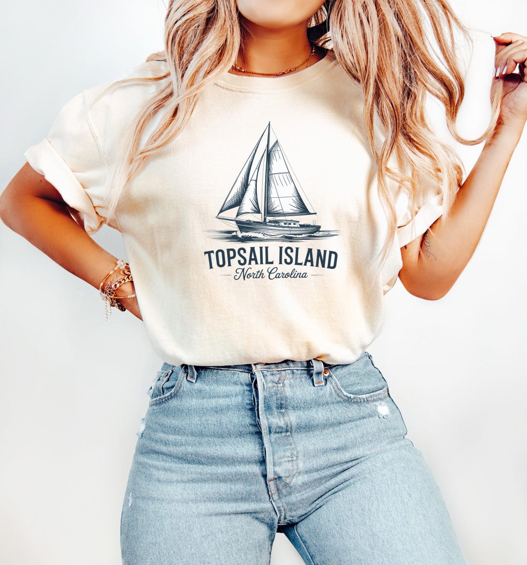 Topsail Island North Carolina PNG, Sailboat Nautical Sketch Sublimation ...