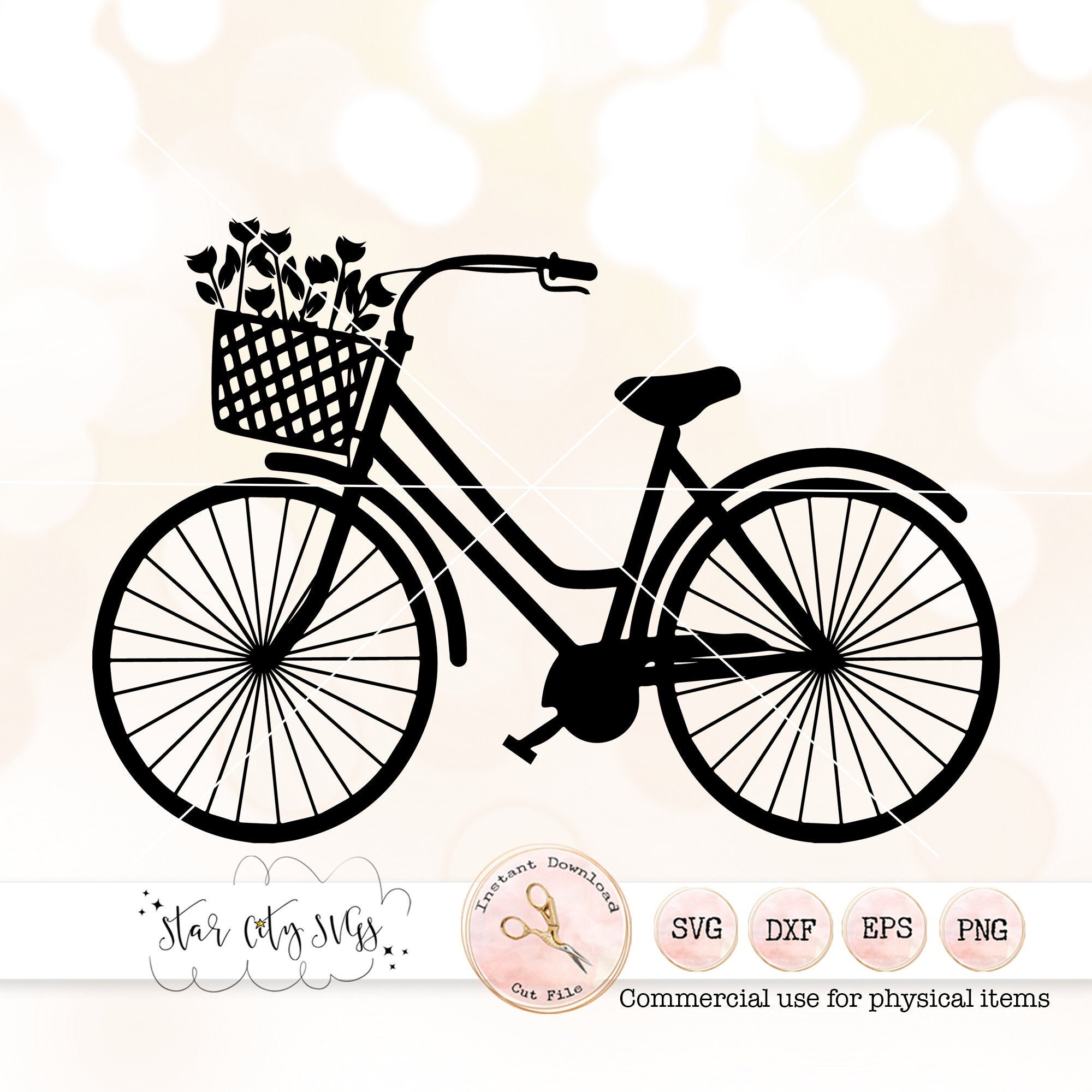 Scrapbooking Bicycle SVG Bicyle Flowers Svg Old Fashioned Bicycle Svg ...