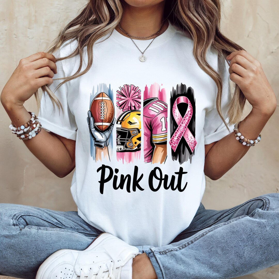 Pink Out Football PNG, Breast Cancer Awareness Shirt Design, Coquette ...