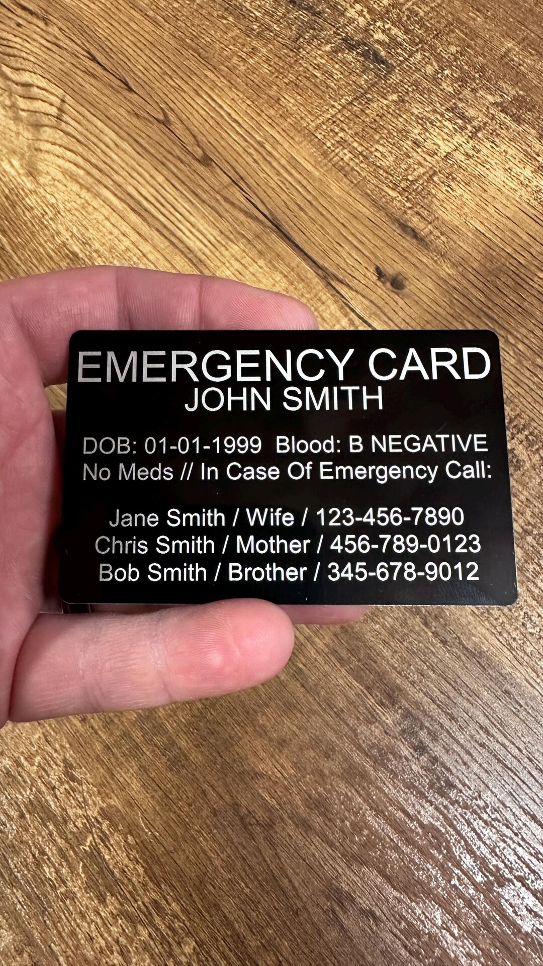 Laser Engraved Medical Alert Card – Anodized Aluminum Wallet ID - Etsy