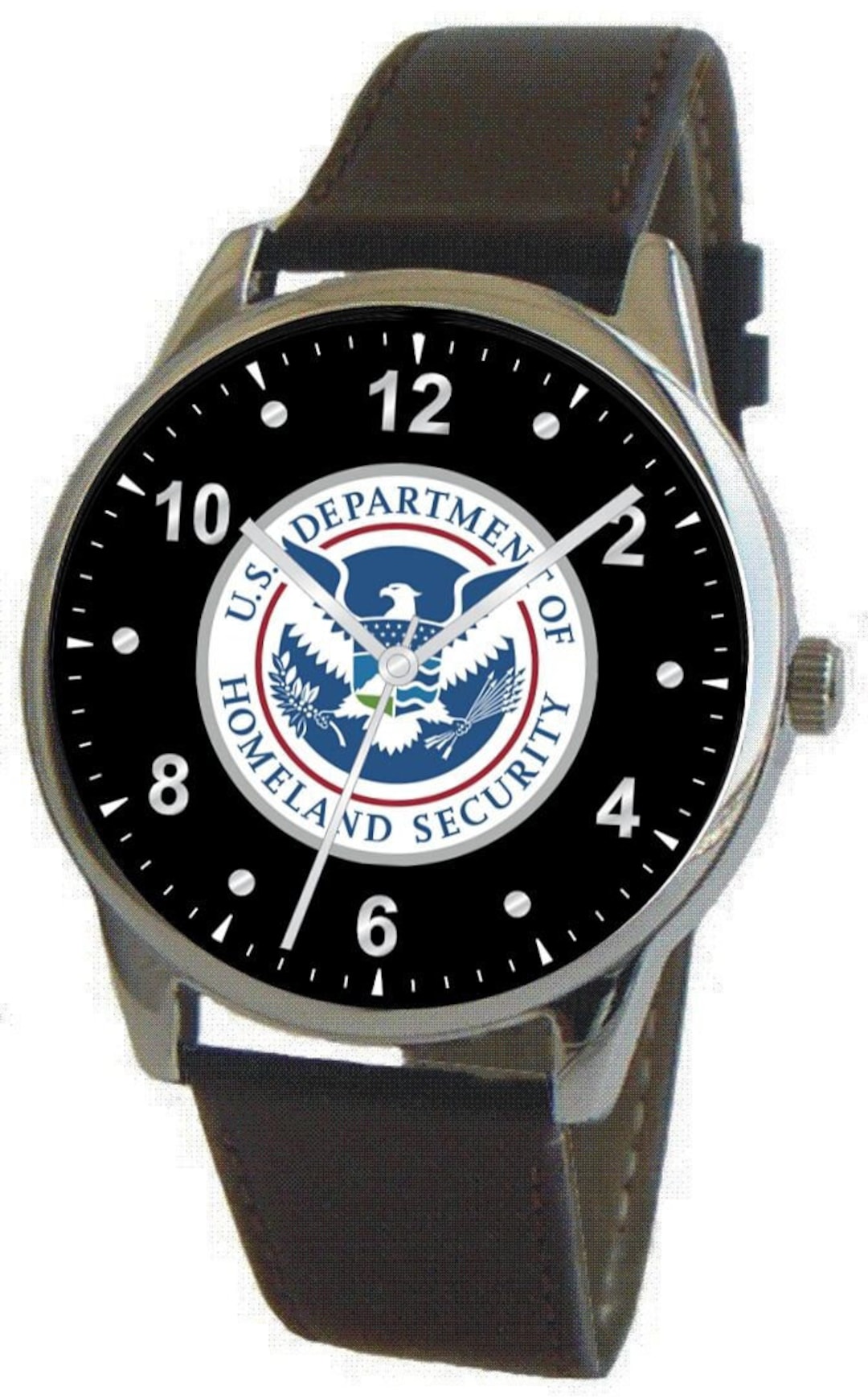 Homeland Security Emblem Watch With Large Polished Chrome Case and ...