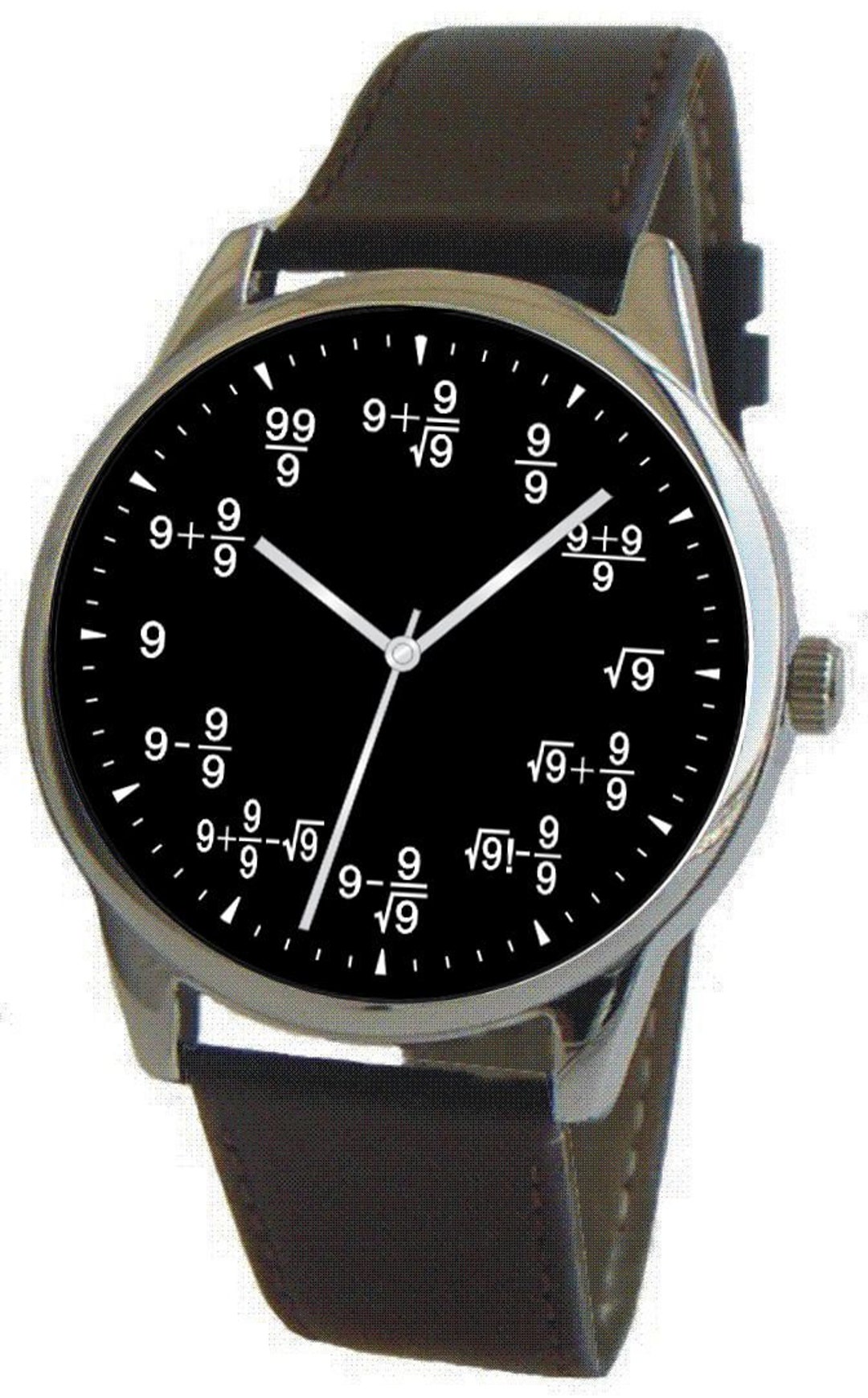 Math Dial Large Watch Shows Power of 9 Equations on the Black Dial of ...