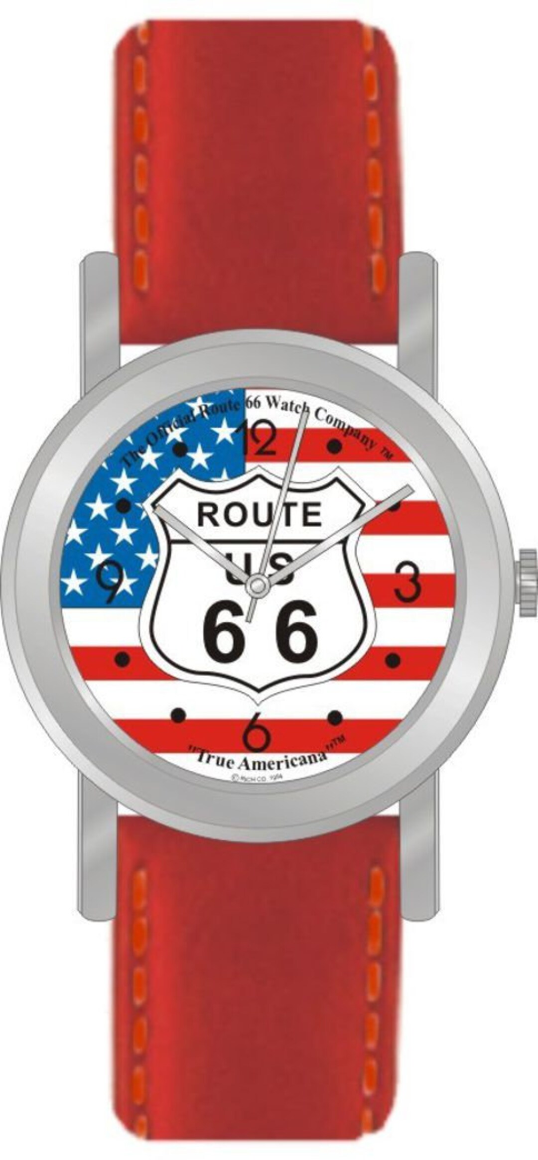 Route 66 Flag Dial Collectible Watch With Red Leather Strap - Etsy