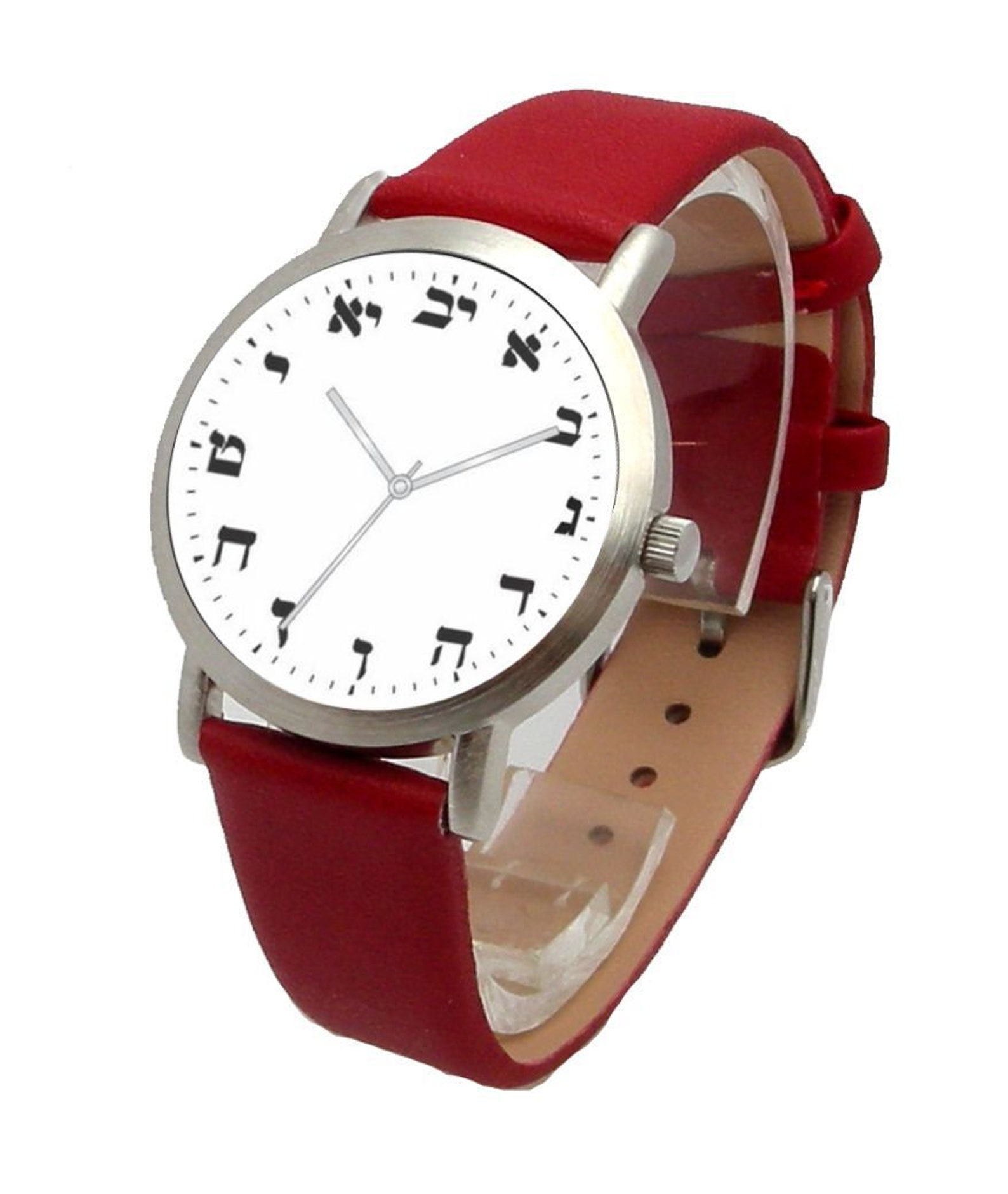 Hebrew Numbers Brushed Chrome Unisex Medium Size Watch Has | Etsy