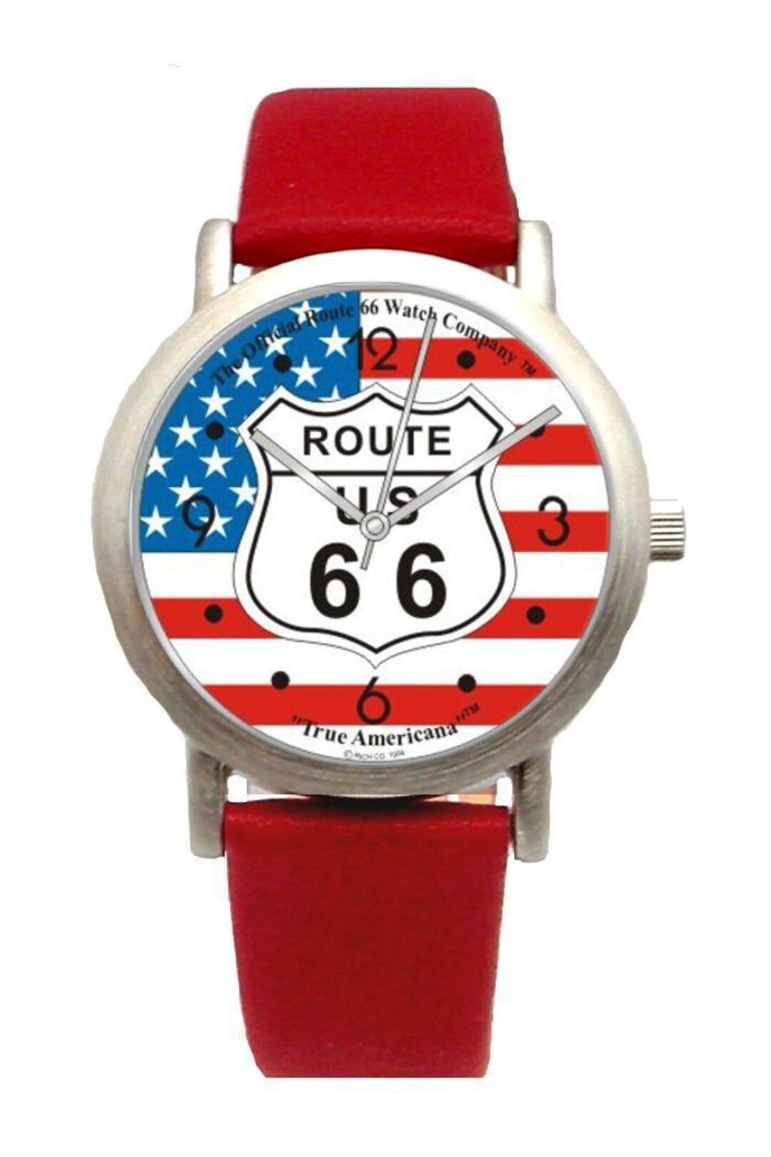Route 66 Flag Dial Collectible Watch With Red Leather Strap From the ...